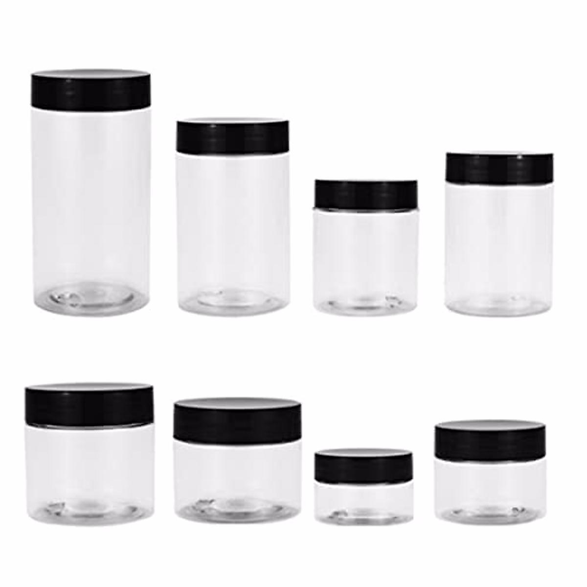 HERMJ 16 pcs Jar Cylinders Clear Cosmetics Ml Empty Face Pills for Mouth Jars Sample Eye Cream Storage Size Powder Bottles Transparent Tea Shadow Container Makeup Home Bottle Black
