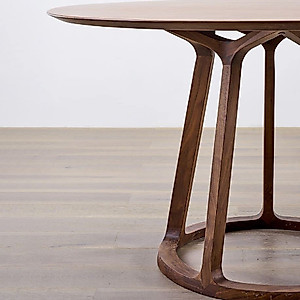 SUSUO Minimalist Walnut Ash Dining Table Round with Round Pedestal Base, 51.2" inches Mid-Century Modern Classic Furniture Solid Wood Dining Table Kitchen Table