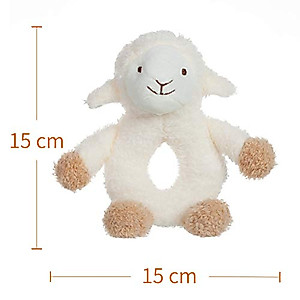 Apricot Lamb Baby Lovey Lamb Soft Rattle Toy, Plush Stuffed Animal for Newborn Soft Hand Grip Shaker Over 0 Months (Cream Lamb, 6 Inches)