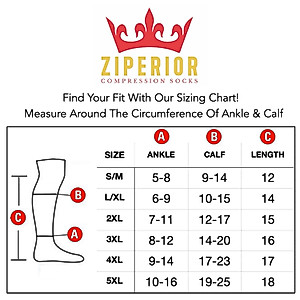 Ziperior Open Toe Inside Leg Calf Zipper 30-40 mmHg Grade 3 Compression Socks (Black, Small-Medium)