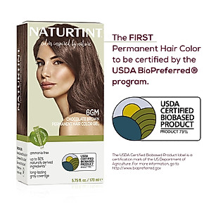 Naturtint 6GM Chocolate Brown Permanent Hair Color (Pack of 1), Ammonia Free, Vegan, Cruelty Free, up to 100% Gray Coverage, Long Lasting Results (Packaging may vary)