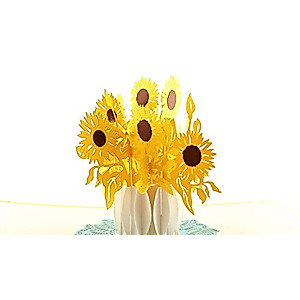 iGifts and Cards Inspirational Sunflowers 3D Pop Up Greeting Card - Handmade Birthday Gift for Women, Unique Mother's Day Celebration, Teacher Appreciation Present, Retirement, Thinking of You - 6"x6"