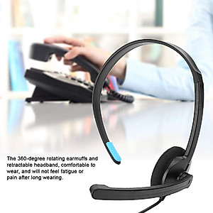 Call Center Headset, 3.5mm 360 Degree Rotating Earmuffs Retractable Headband MIC Service Call Center Headphone for Computers Phones Desktops PC Tablet Office Home
