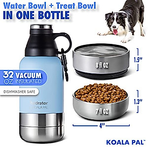 KOALA PAL 32oz Portable Dog Water Bottle w/Dog Bowls, Dog Travel Water Bottle + Travel Dog Bowls, Human and Dog Water Bottle, Dog Water Bowl Dispenser, Dog Travel Bowl, Travel Accessories for Dogs