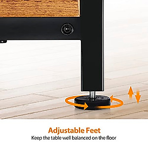 SUPER DEAL 2-Tier Industrial Coffee Table with Storage Shelf for Small Apartment Living Room, Rectangle Wood and Stable Metal TV Stand Side End Table, Retro Brown