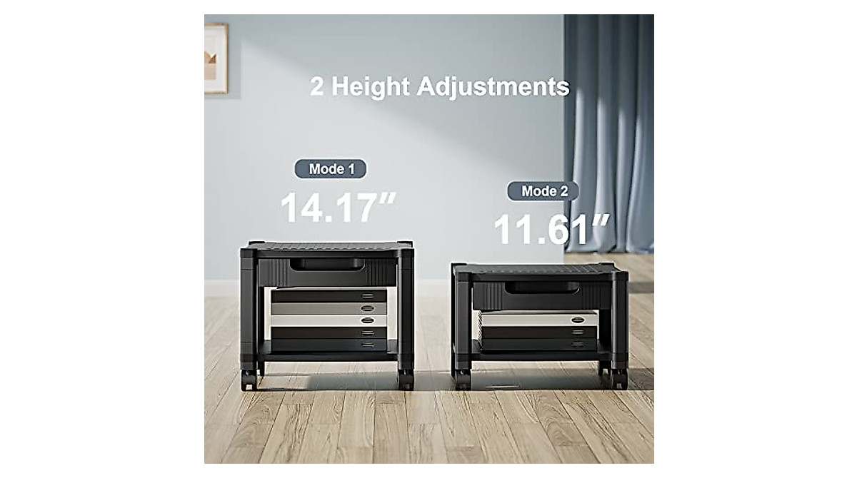 HUANUO Under Desk Printer Stand with Storage & Wheels