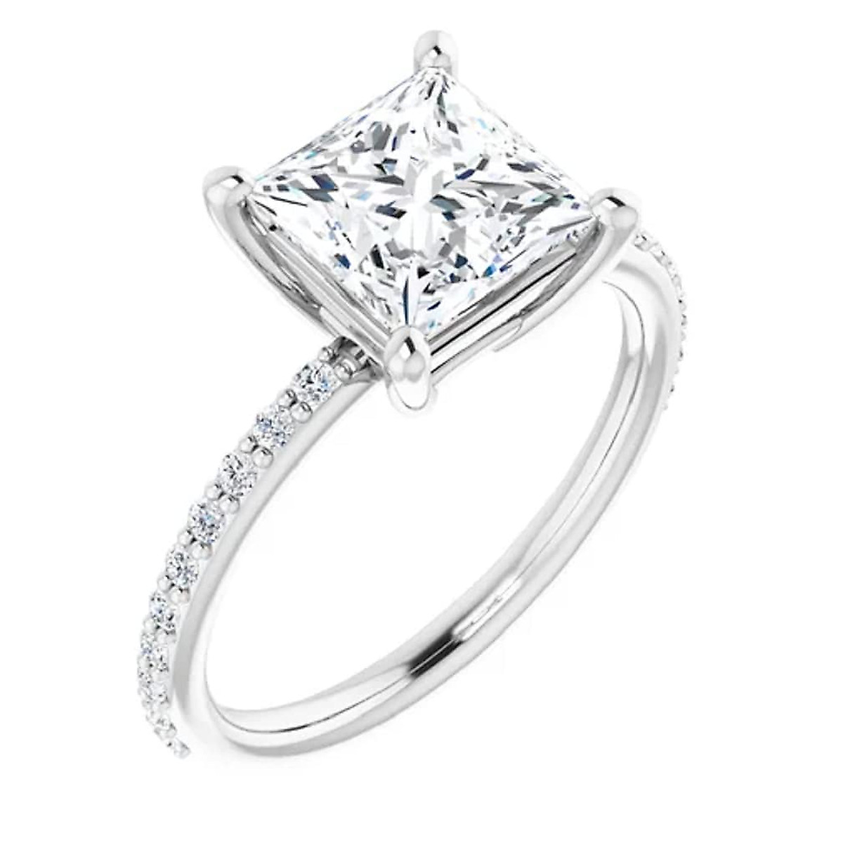 JEWELERYIUM 2 CT Princess Cut Colorless Moissanite Engagement Ring, Wedding/Bridal Ring Set, Solitaire Halo Style, Solid Sterling Silver Vintage Antique Anniversary Bridal Rings Gift for Her (7.5)