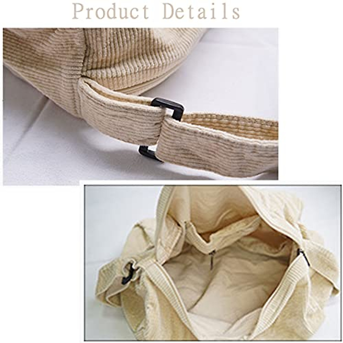 Corduroy Tote Bag for School, Large Crossbody Bags for Women, Casual Shoulder Bag with Adjustable Strap, College Everyday Bag with Zipper Pockets(Brown)