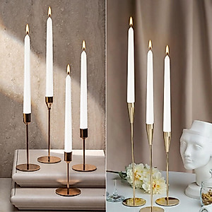 36 Pack 10 inch White Taper Candles, 7-7.5 Hour Burn Time,Unscented Dripless and Smokeless, Elegant Premium Quality Dinner Candle for Home Décor, Restaurant, Wedding, Party Candlesticks