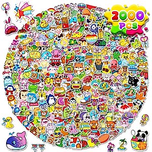 CoCube+ 2000PCS Water Bottle Stickers for Kids, Bulk Stickers for Teens, Colorful Waterproof Vinyl Sticker for Hydroflask Laptop Phone Skateboard, Sticker Packs for Teachers Adults