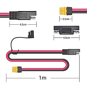 RIIEYOCA SAE to XT60 Connector Adapter,12AWG Cable SAE Solar Panel Connect,with SAE Reverse Adapter for Portable Power Station & Solar Generator(Cable:1m)
