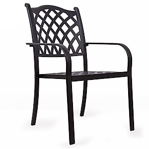 CEMYT Cast Aluminum Chairs Outdoor Dining Chairs with Armrest Patio Bistro Chairs for Porch Garden Backyard Balcony, Set of 2