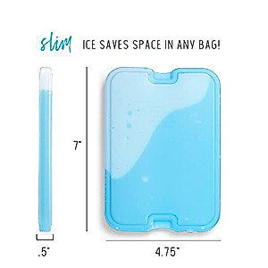 Fit & Fresh XL Cool Coolers Freezer Slim Ice Pack for Lunch Box, Set of 4, Xtra Large, Blue, 4 count (Pack of 1)