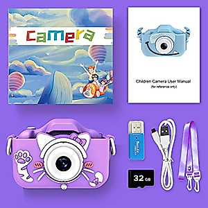 Goopow Kids Camera Toys for 3-8 Year Old Girls,Children Digital Video Camcorder Camera with Cartoon Soft Silicone Cover, Best Christmas Birthday Festival Gift for Kids - 32G SD Card Included