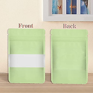 100 Pcs Resealable Bags, Stand-up Food Storage Bags with Clear Window, Sealable Zip Lock Self Sealing Bags for Packaging Products (Light green 4.7 x 7.8 In)