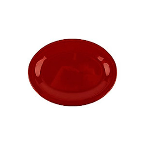 G.E.T. OP-950-RSP-EC Melamine Oval Serving Platter / Dinner Plate, 9.75" x 7.25", Red (Set of 4)