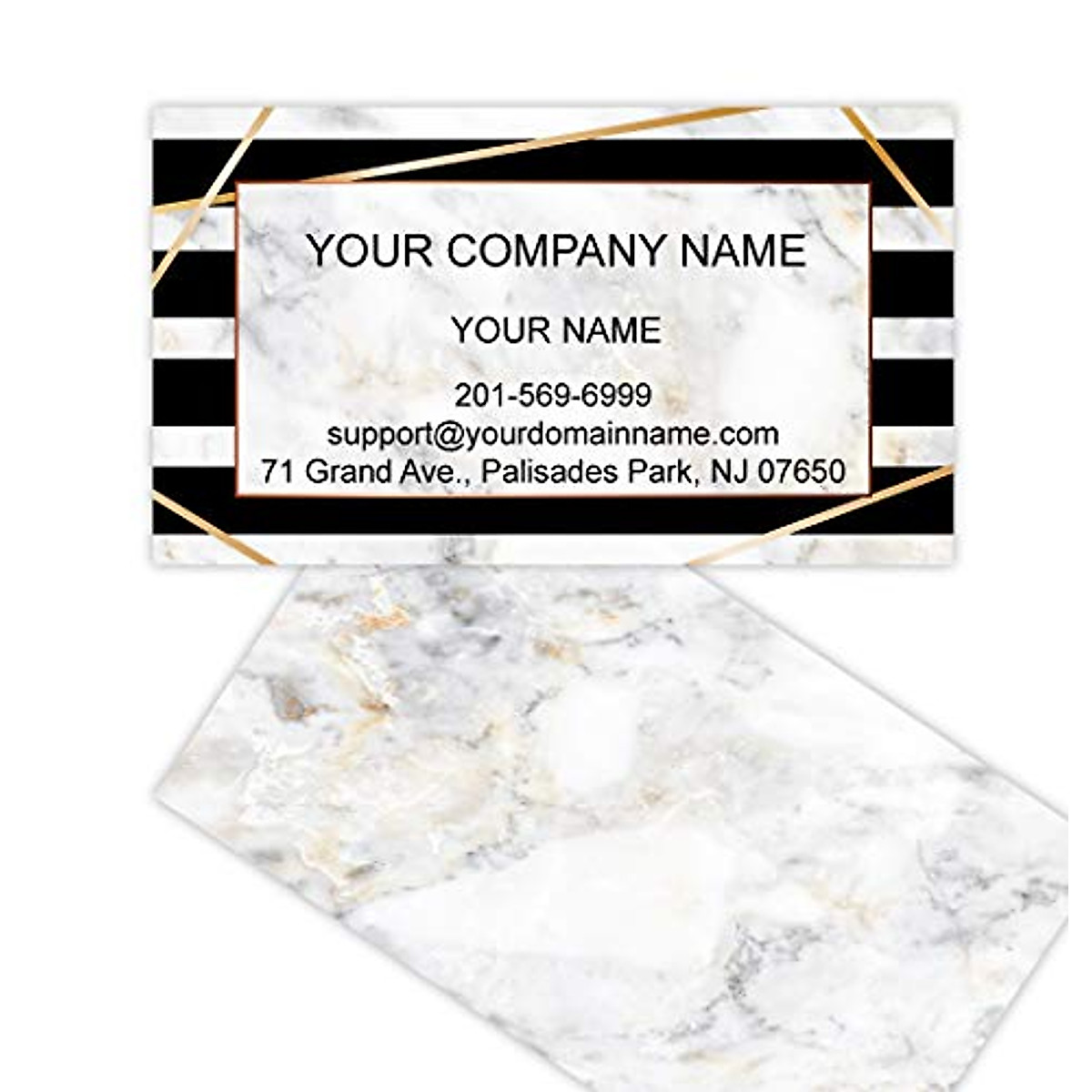 Custom Premium Business Cards 100 pcs Full color - Printed on Classic matte paper 14pt (114 lbs. 308gsm) (Marble Stripes), Made in The USA