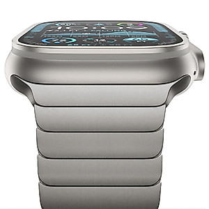 CHANCHY Stainless Steel Band for Apple Watch Ultra/Ultra 2 Link Bracelet 49mm 46mm 44mm 45mm, Metal Strap with Folding Clasp for Apple Watch Series 10 9 8 7 6 5 4 SE (Titanium, 49mm 46mm 45mm 44mm)