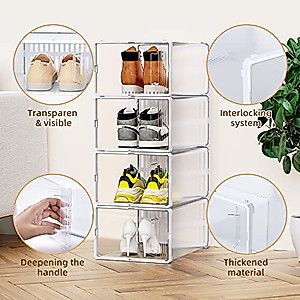 JONYJ 12 Pack Shoe Organizer, Clear Plastic Stackable Shoe Storage, Multifunctional Shoe Box, Universal Shoe Storage Boxes For Men and Women (Large)