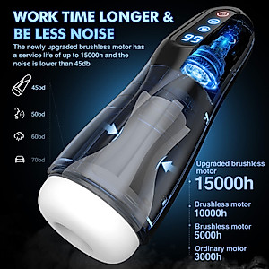 Automatic Sucking Masturbator with 9 Suction & Vibration & Heating Sex Toys Hands Free Pocket Pussy Adult Male Stroker 3D Textured Men’s Blowjobsex Machine