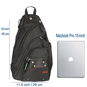 Larswon Sling Backpack, Sling Bag Laptop, Crossbody Bag Men, Shoulder Bags Black