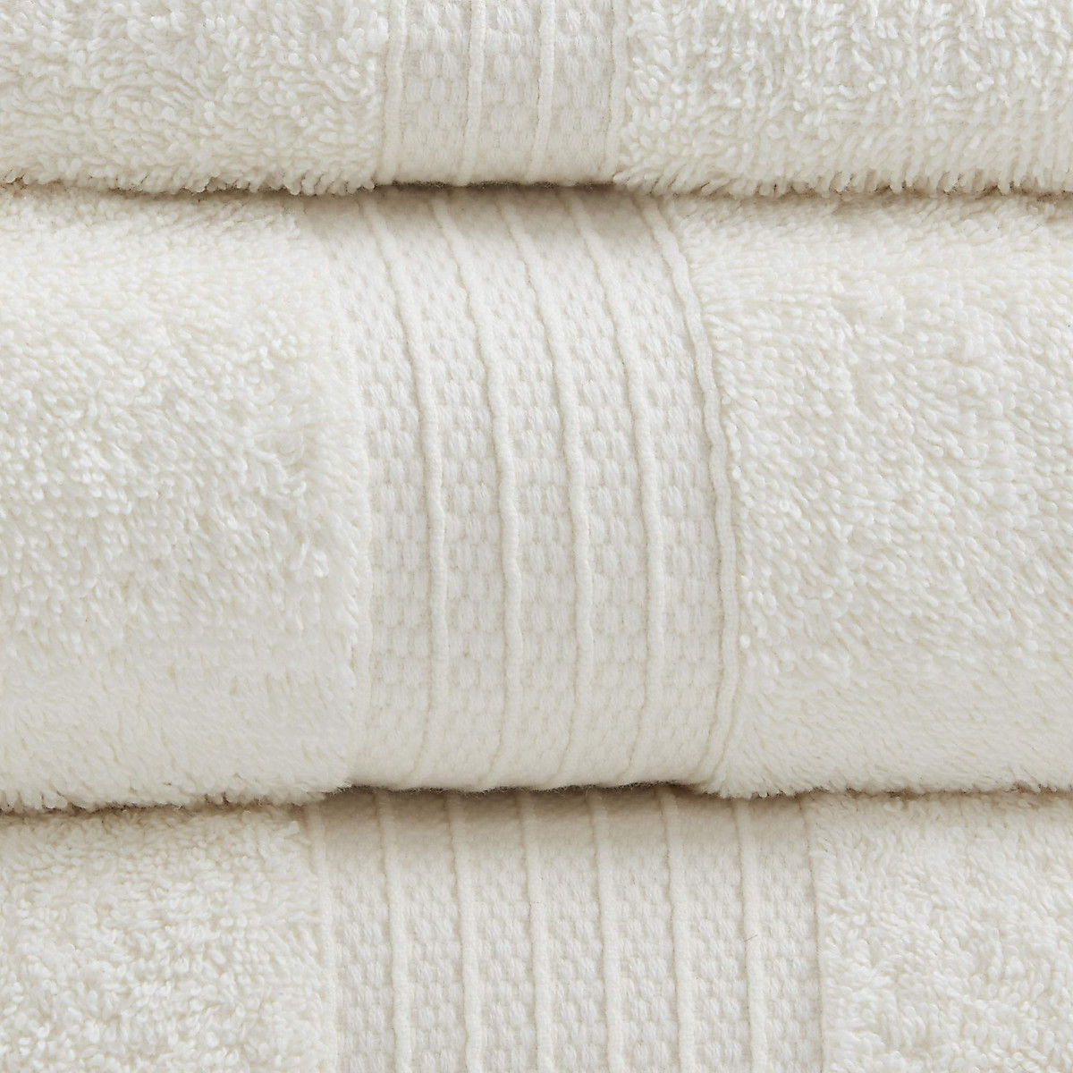 Madison Park Organic 100% Cotton Bathroom Towel Set, Hotel & Spa Quality Highly Absorbent, Quick Dry, Include for Shower, Handwash & Facial Washcloth, Multi-Sizes, Ivory