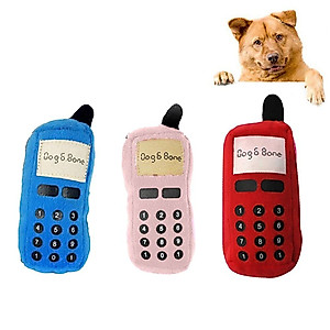 Squeaky Dog Chew Toy Plush Cell Phone Shape Pet Toy Puppy Kitten Teeth Cleaner Soft Pet Molar Training Toys Interactive Sounding Toy(Blue)