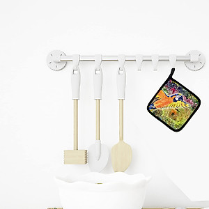 Caroline's Treasures 8602PTHD Parrot Parrot Head Pair of Pot Holders Kitchen Heat Resistant Pot Holders Sets Oven Hot Pads for Cooking Baking BBQ, 7 1/2 x 7 1/2