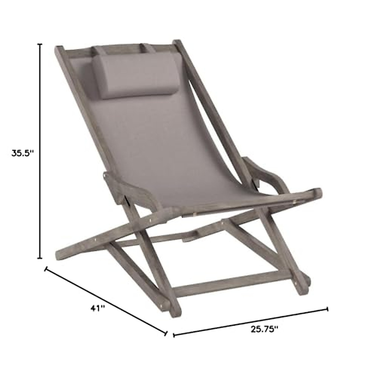 Christopher Knight Home Nikki Outdoor Wood and Canvas Sling Chairs, 2-Pcs Set, Grey