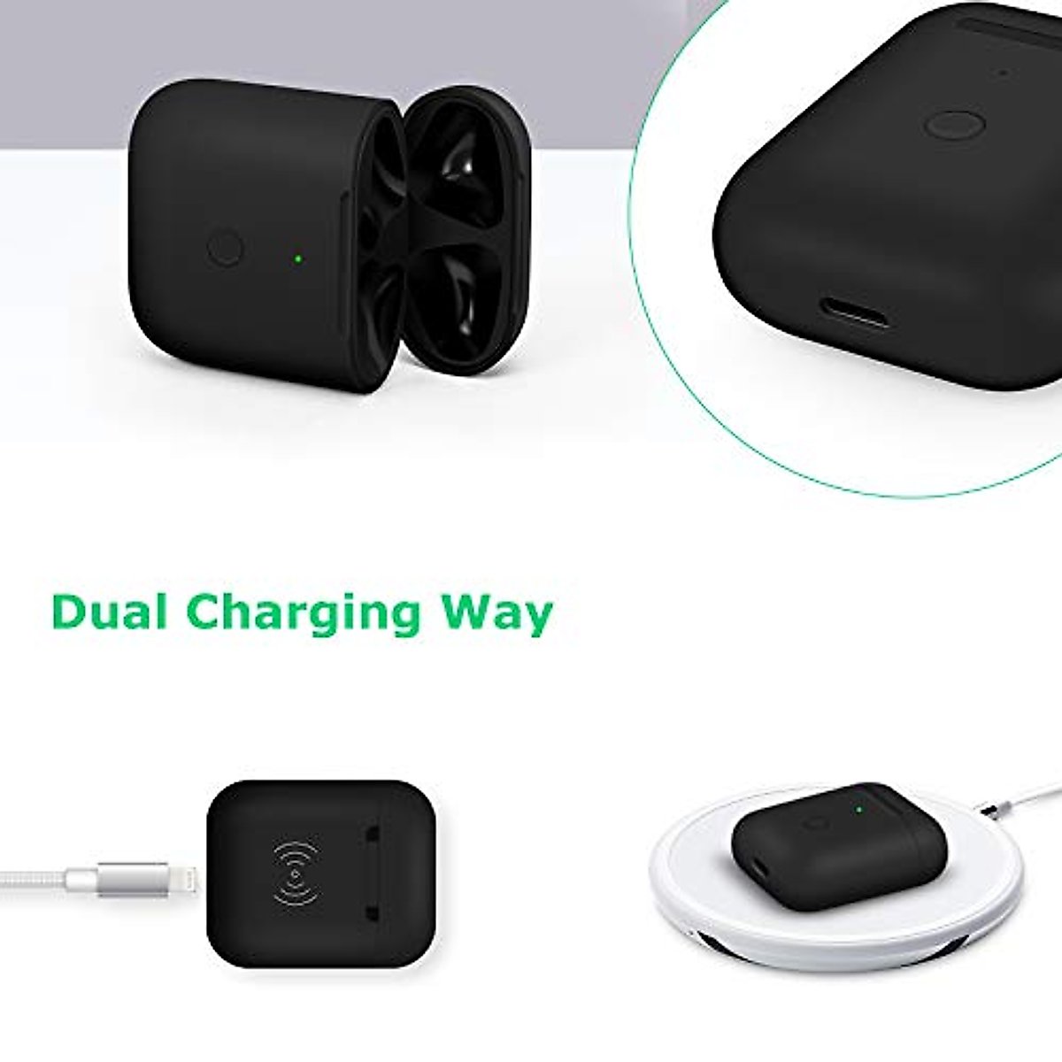 Wireless Charging Case Compatible with AirPods 1 2，Air pods Charger Case Replacement with Bluetooth Pairing Sync Button，no Aipods