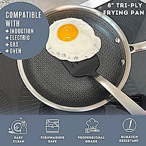 Lexi Home Tri-ply 8" Stainless Steel Scratch Resistant Nonstick Frying Pan