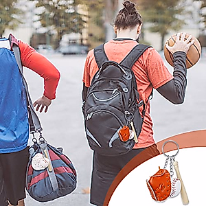7 Color Baseball Bat Keychain Wooden Bat Baseball Glove Keychain Mini Keychain Accessories Sport Key Ring Decoration for Boys Girls Team Party Favor Birthday Goody Bags Backpack Pendent
