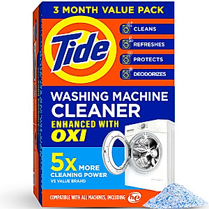 Washing Machine Cleaner by Tide, Washer Machine Cleaner with Oxi for Front and Top Loader Washer Machines, Deep Cleaning Odor Eliminator, 3 Month Supply