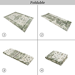 Valenrug Washable Rug 8x10 - Ultra-Thin Antique Collection Area Rug, Stain Resistant Rugs for Living Room Bedroom, Distressed Vintage Rug(TPR35-Green, 8'x10')