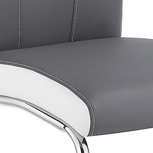 Benjara 17 Inch Cantilever Accent Side Dining Chair, Set of 4, Upholstery, Gray, White and Silver