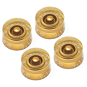Vintage Forge Gold Speed Knobs Compatible with USA Les Paul SG Electric Guitar (Set of 4) Fits 24 Fine-Spline USA (Imperial) Split Shaft Pots Recessed RS24US-GLD4