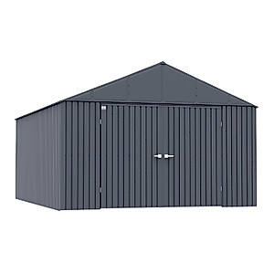Arrow Shed Elite 12' x 16' Outdoor Lockable Gable Roof Steel Storage Shed Building, Anthracite