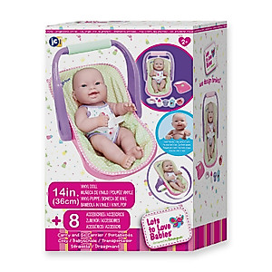 JC Toys, 14" Lots to Love Babies Doll and Car Seat - 4 Multi-position Carrier - Posable & Waterproof - Ages 2+