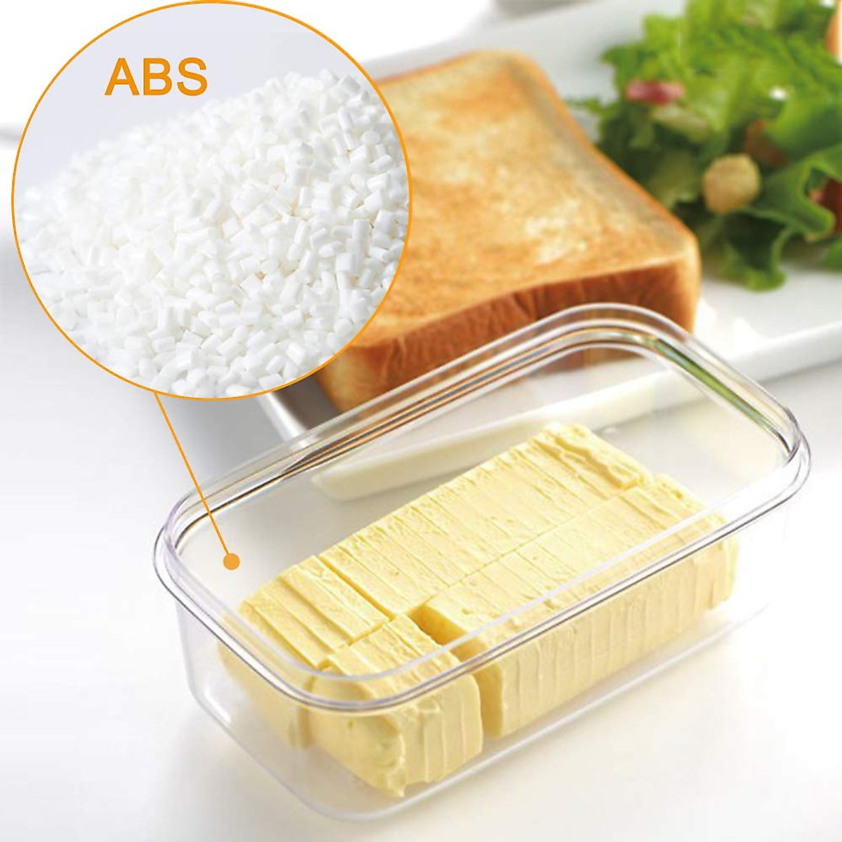 Plastic Butter Dish, Covered Butter Dish with lid, Plastic Butter Keeper with Cutter for Easy Cutting, Small Butter Container for Two 3.5oz Sticks Butter