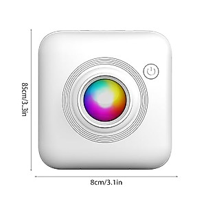 YDuupxe Mini Portable Thermal Printer with Colorful LED Light OCR Fast Recognition Function 58mm Pocket BT Printers 203dpi HD Printing Compatible with Smartphones (White)