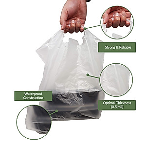 Reli. To Go Bags/Take Out Bags (250 Count) (Small 16" L x 8" W + 10.75" H) Reusable Plastic Bags with Handles | Die Cut Handle - Plastic | Use for Shopping, Business, Carry Out, Restaurant