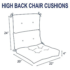 Melody Elephant Adirondack Chair Cushions Set of 2, Water Resistant Outdoor High Back Chair Cushions, Rocking Chair Cushions for Patio Home Garden, 22" W x 20" D, Stripe Cabana Black