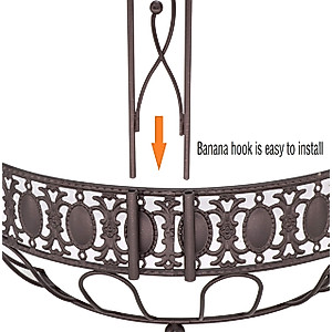 ROSYLINE Fruit basket Bowl, with Banana Hanger Suitable for kitchen, dining table decoration and storage (brown)