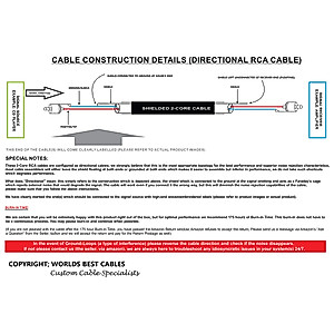 WORLDS BEST CABLES 2 Foot – Directional High-Definition Audio Interconnect Cable Pair Custom Made Using Mogami 2549 Wire and Neutrik-Rean NYS Gold RCA Connectors