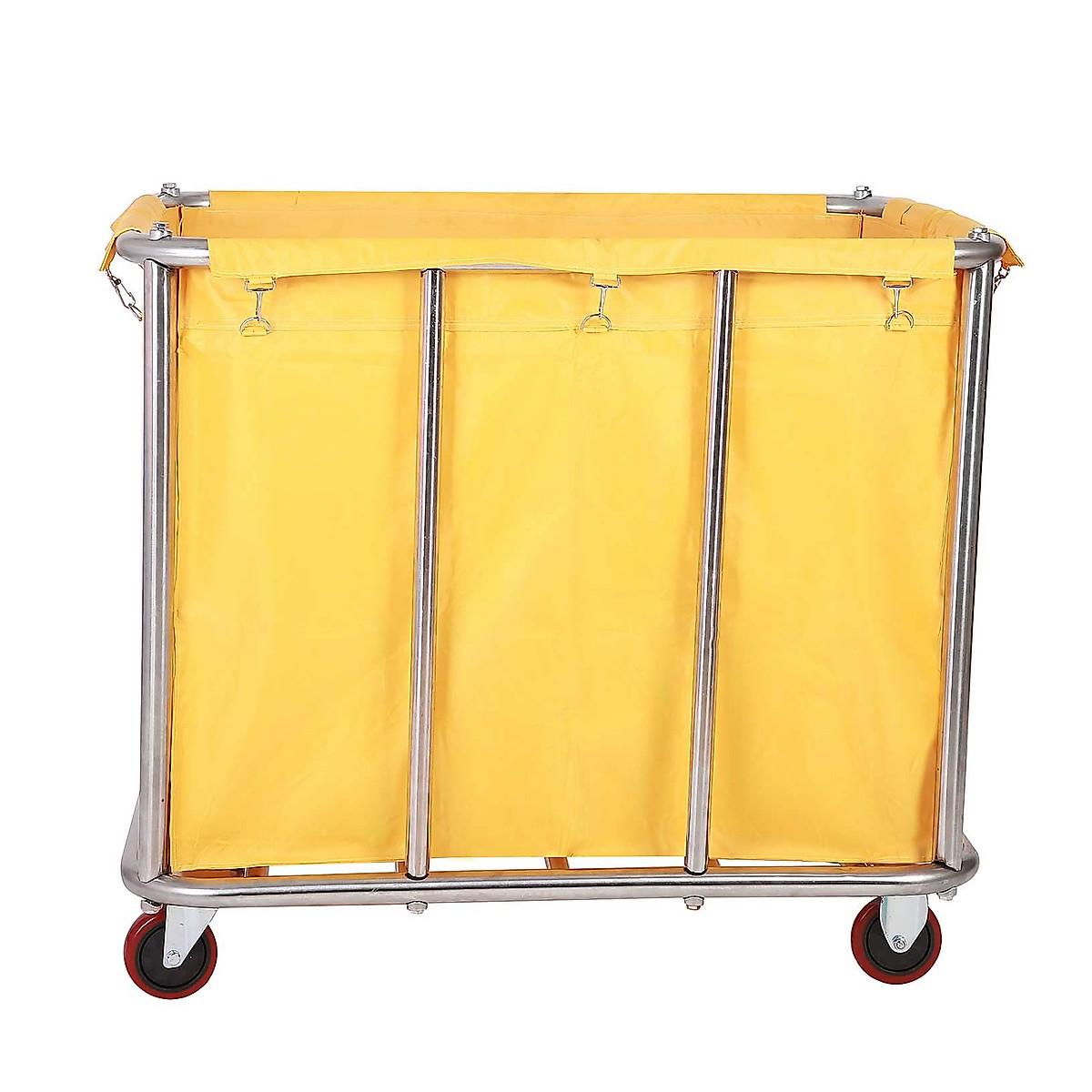 Graywlof Commercial Large Stainless Steel Laundry Cart with Wheels - Heavy Duty Rolling Laundry Cart for Industrial/Home，11.35 Bushel,35.4" Lx25.6 Wx31.5 H