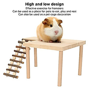 Hamster Wooden Platform, Hamster Climbing Ladder Toy Cage Accessories for Guinea Pigs Chinchillas Gerbils Hamster