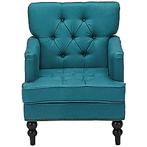 Christopher Knight Home Malone Fabric Club Chair, Wood, Dark Teal , 31.75D x 28W x 35H Inch