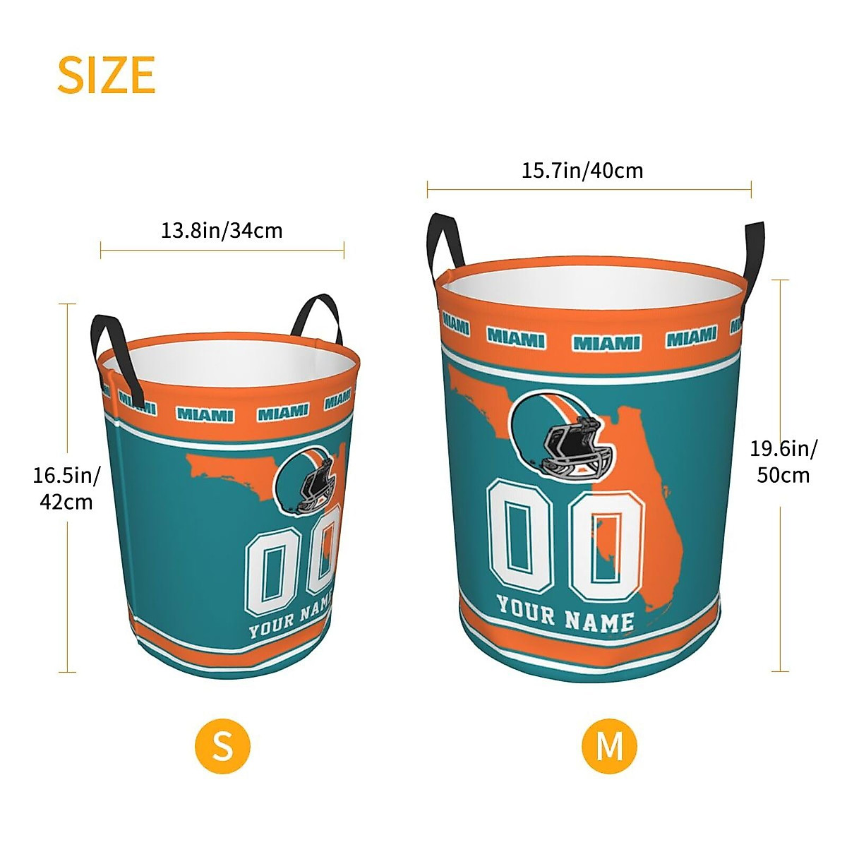 Custom Miami Laundry Hamper Personalized Football Style Laundry Basket with Name Number Custom Laundry Basket for Bedroom Bathroom