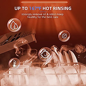 Dr. Lazy Countertop Dishwasher, Portable Dishwasher with 4 Place Settings, 5 Washing Programs, Hot Air Drying & Storage, Compact Dish washer for Dorm, RV& Apartment, Black