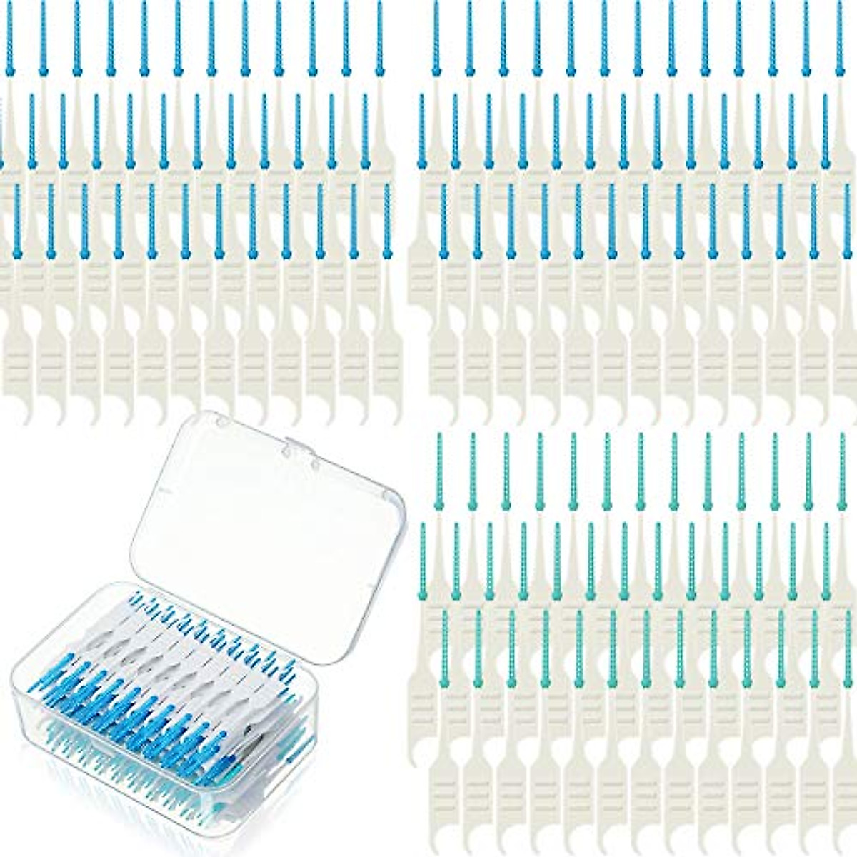 Patelai 200 Pieces Dual-Use Interdental Brushes Soft Silicone Dental Picks Toothpicks Between Teeth Brush, Tooth Flossing Brush for Cleaning Orthodontic Wire Toothbrush Clean Tool